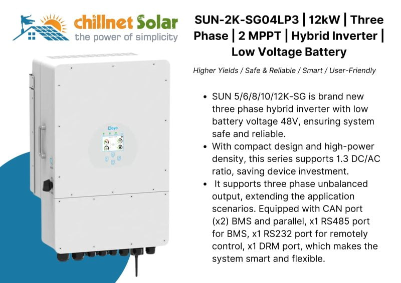 Deye 12Kw Three Phase Hybrid Inverter - ChillNet
